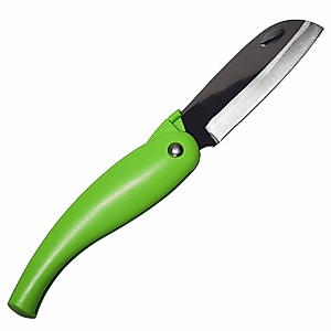 Seki Japan Folding Fruit Knife, Small Peeling Knife, 3.3-inch stainless steel blade with green plactic handle, for kitchen and outdoor