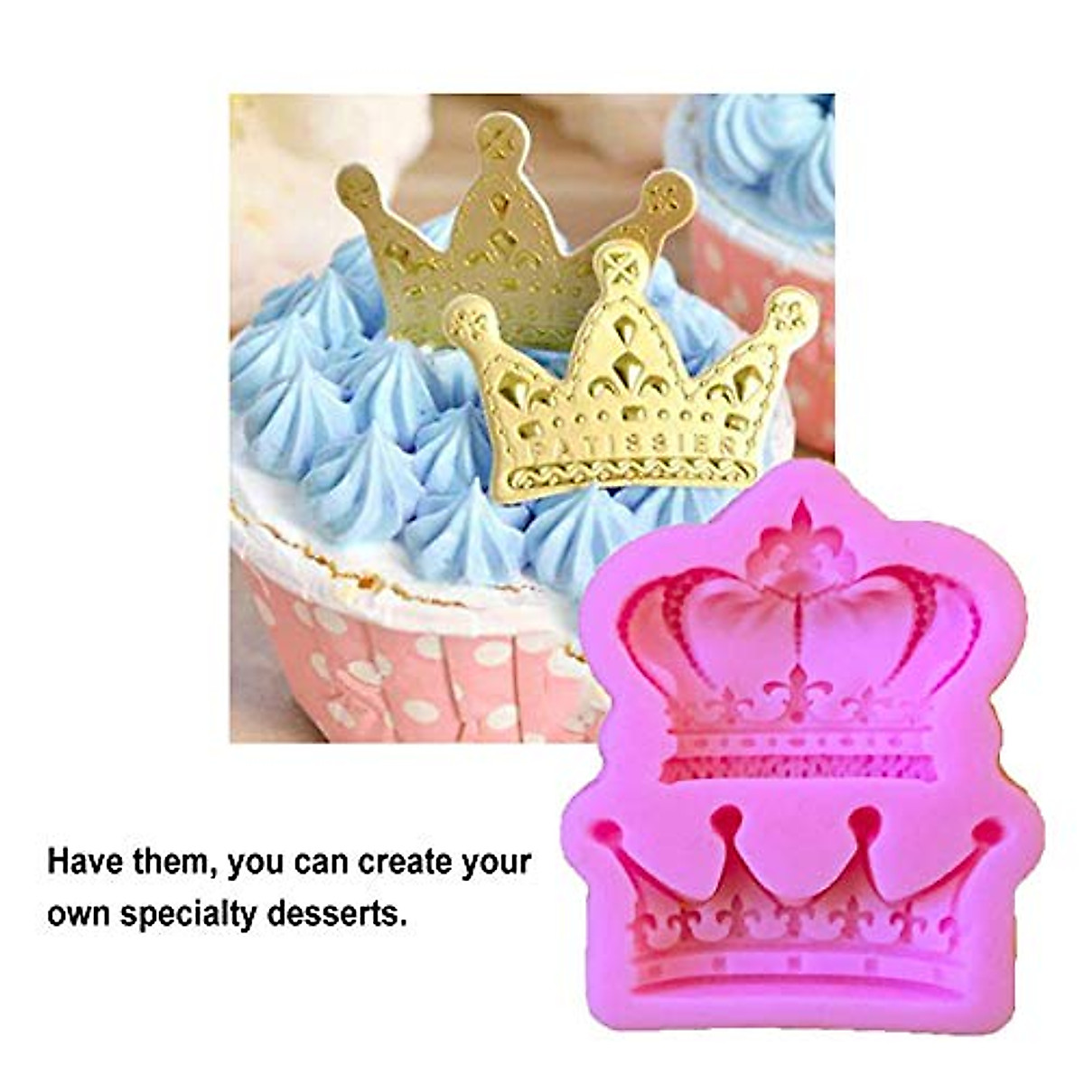 SIMUR 4 Pack Crown Fondant Candy Silicone Molds Bows Crown Heart Mold for Sugarcraft, Cake Decoration, Cupcake Topper, Chocolate, Pastry, Cookie Decor, Jewelry, Clay, Epoxy Resin, Crafting Projects