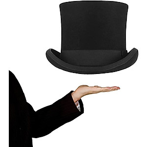 GEMVIE Men's Wool Felt Stage Magic Adults Costume Tall Top Hat 6.7" High Black XL 60-62cm