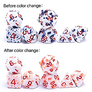 DND Game Dice Set Polyhedral - IDTQ Dungeons and Dragons Color Changes with Temperature Purple Red White Black Blue Yellow Green Dice Set RPG MTG Table Games 6sets D4 D6 D8 D10 D12 D20