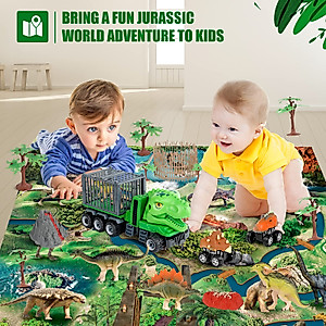 Take Apart Dinosaur Toys for Kids 3-5,STEM Transport Carrier Car Construction Building Set Toys with 4 Dino Figures, 2 Dino Cars & Activity Play Mat, Gifts for 3 4 5 6 7 8 Years Old Boys Girls Kids