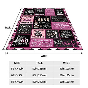 tgruihm 60th Birthday Gifts for Women, Happy 60th Birthday Blanket 1963, 60th Birthday Decorations Women Throw Blanket 50"x60", Turning 60 Years Old Gifts Flannel Blanket for Mom Sister Friends