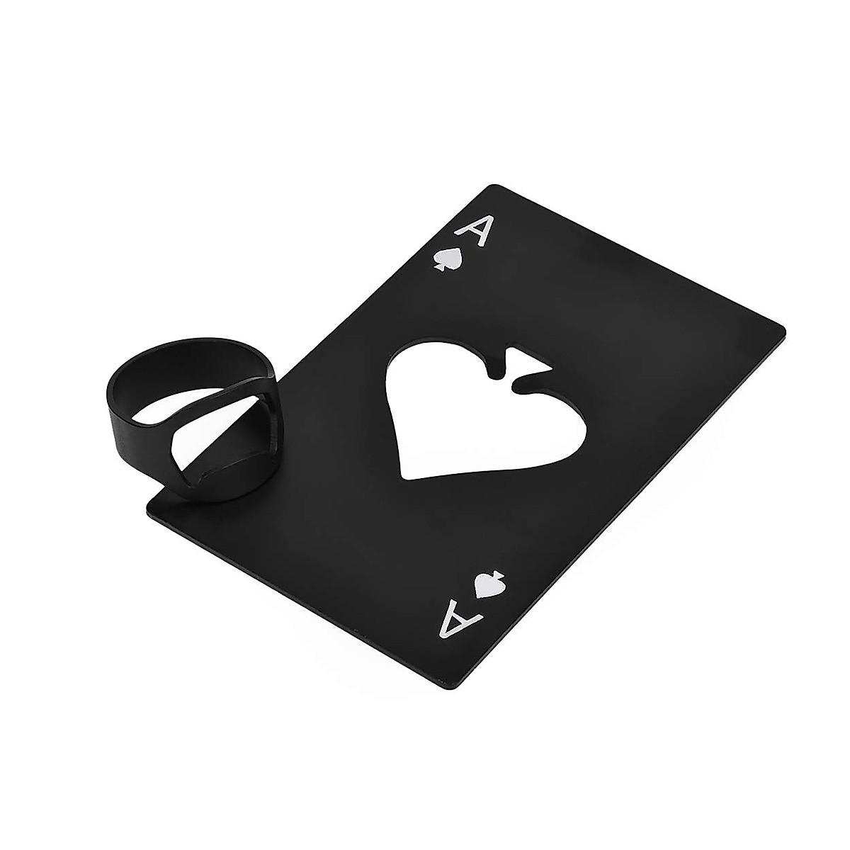 DS. DISTINCTIVE STYLE Bottle Opener Ring and Ace Poker Shaped Cap Opener Lightweight Stainless Steel Credit Card Size Beer Soda Bottle Opener - Black - Bar World Cup Party Supplies
