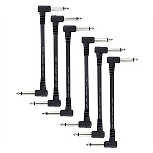 Dalonfy Guitar Effect Pedal Cables 6 Inch -1/4 Instrument Cables for Effect Pedals Right Angle Patch Cable Right Angle Pedal Cable Kit
