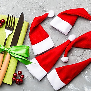 Amaxiu Christmas Cutlery Holders, 20pcs Christmas Santa Hats Silverware Holders Mini Cutlery Storage Bags for Xmas Dinner Table Pocket Dinnerware Decorations Flatware Supplies for Knifes Forks Spoon