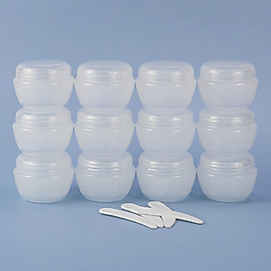 LONGWAY 1 Oz (30ML) Little Plastic Jars with Lids and Inner Liners | Empty Lotion Containers/Travel Cream Containers - for Salves,Lotions and Creams, Cosmetic Jars & BPA Free (Pack of 12, Clear)