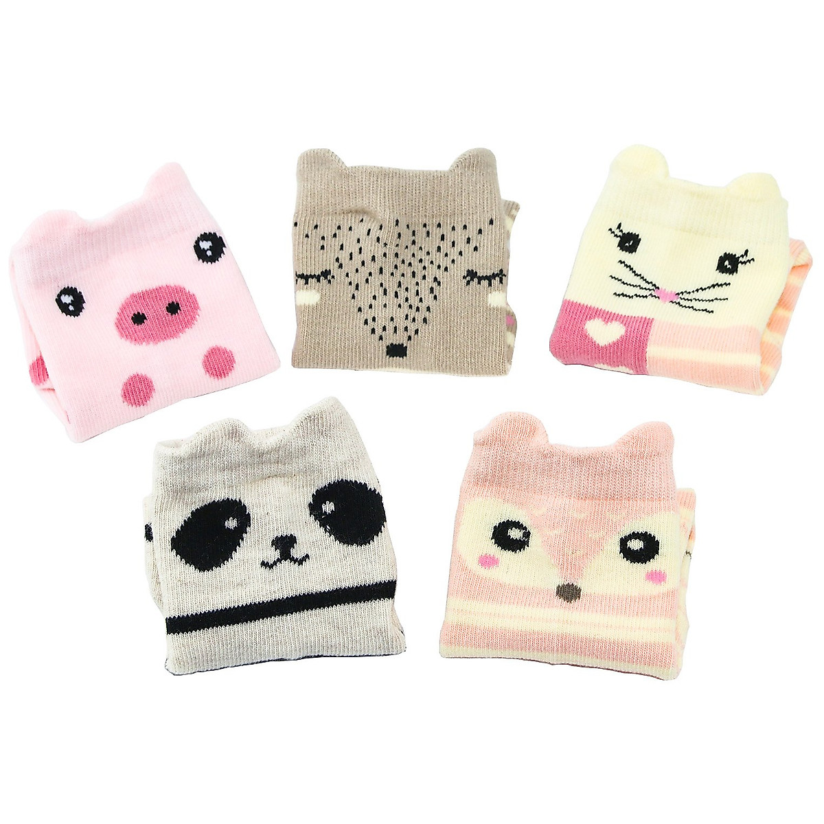 Hzcojulo Kids Toddler Big Little Girls Fashion Cotton Crew Cute Socks -5 Pairs Gift Set,Multicolor-BOV,Shoe size 13-3.5/L/7-10 Years