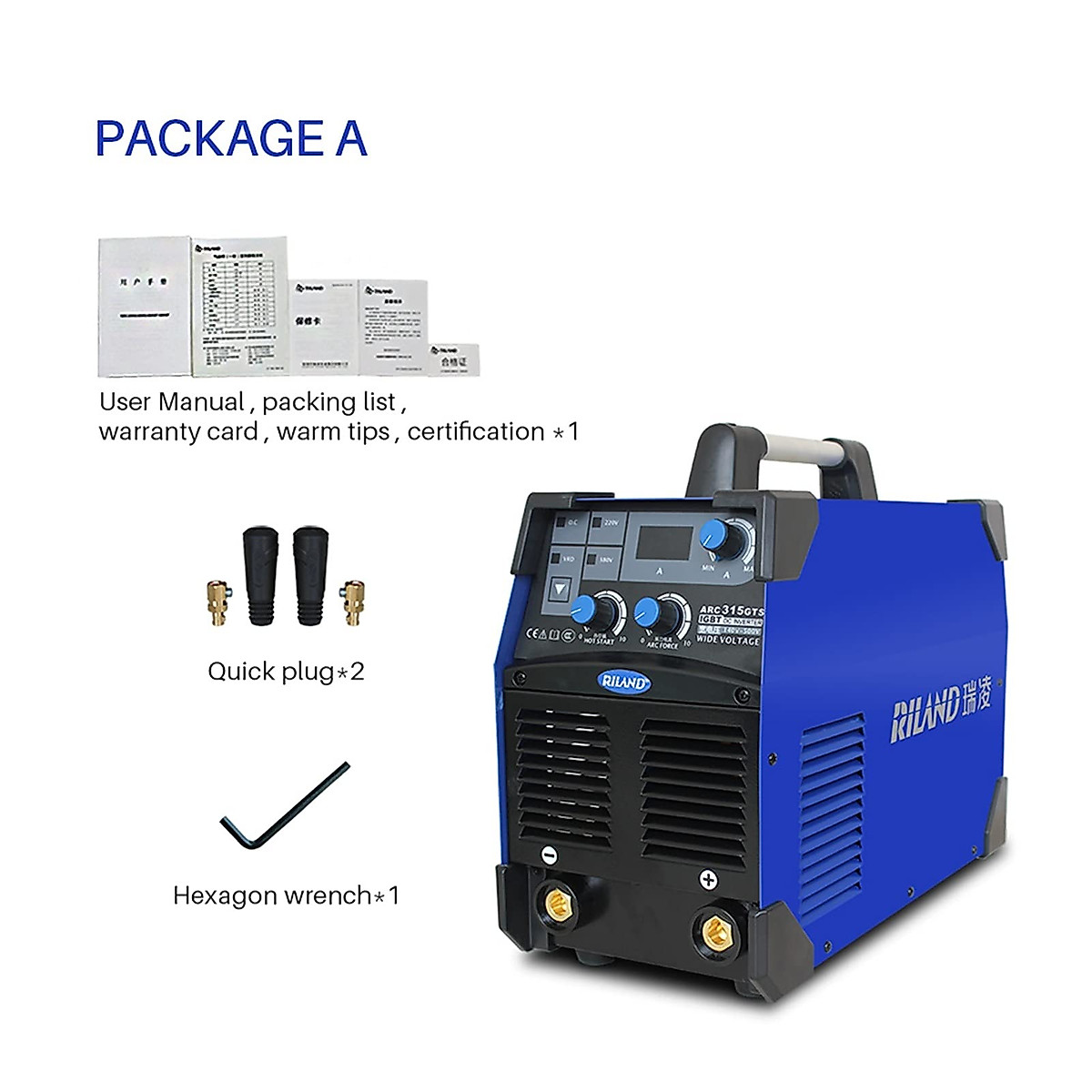 Dual Voltage 220V 380V ARC MMA ELectric Welding Machine IGBT Inverter Welder Single Phase Two Phase 30-280A (Color : PackageA)