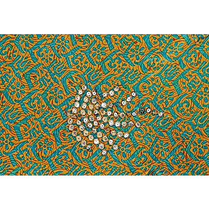 Peegli Women's Vintage Orange Floral Saree Indian Fabric DIY Crepe Silk 5 Yards Sari