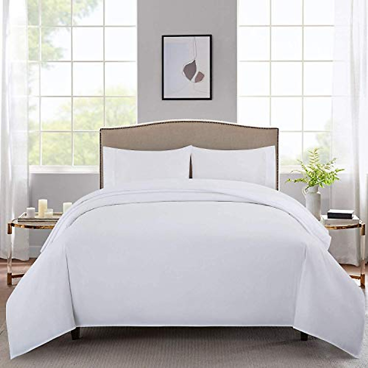 Luxury Egyptian Cotton 500 Thread Count 4 Pieces Bed Sheet Set - Premium Sateen Weave - Silky Smooth - Fits Upto 10-12 Inches Deep Pocket - Hotel Collection - Full Size (White)