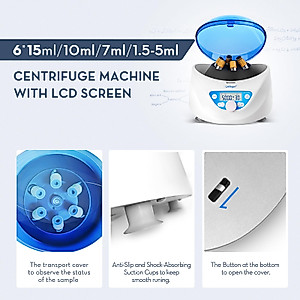 Cekegon PRP Centrifuge Machine 6x15mL/10mL/7mL/1.5-5ml, Benchtop Lab Centrifuges with 300-5000rpm Max. 2600xg RCF for Laboratory College