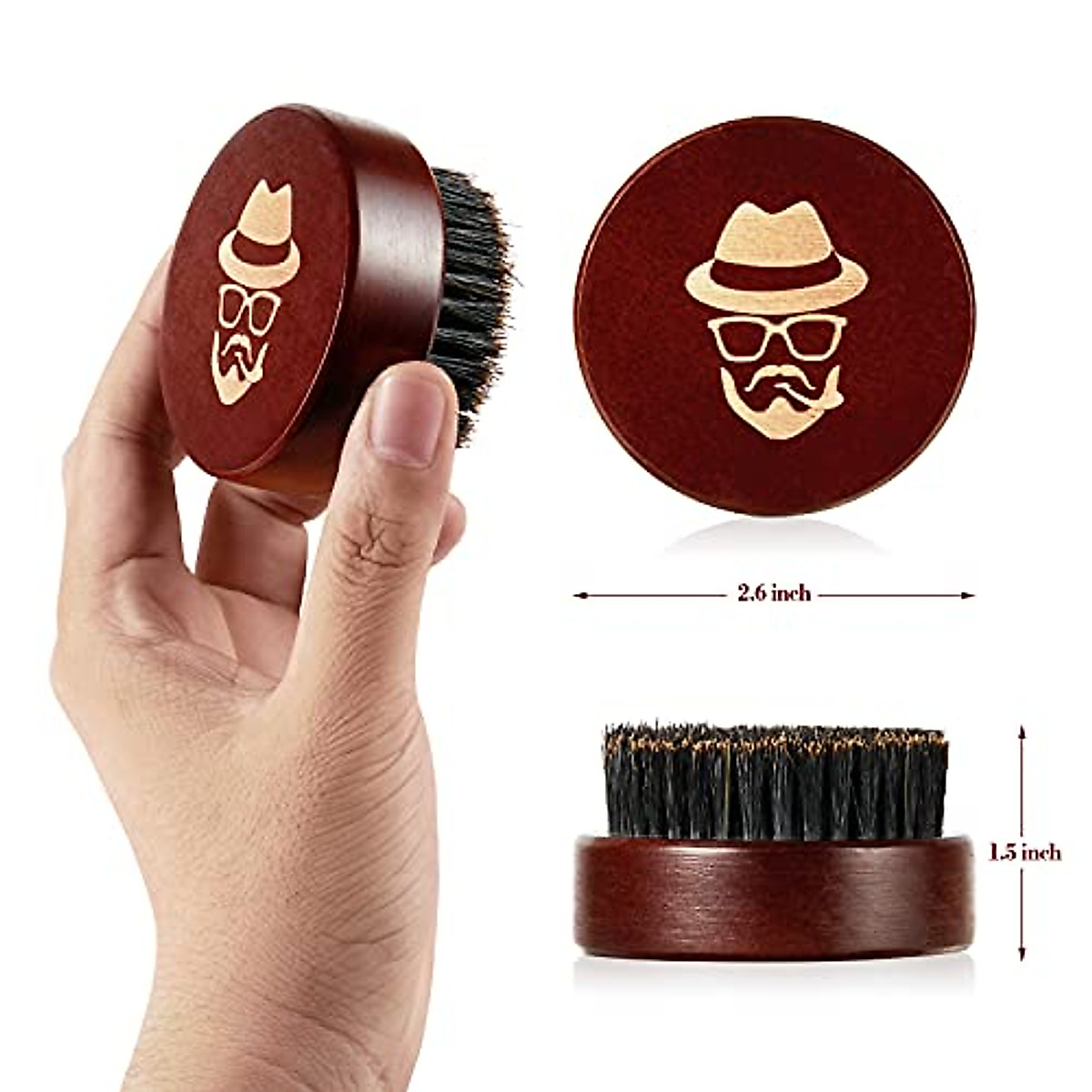 Beard Brush, 100% Boar Bristle Black Walnut Wood Beard Comb Brush for Men To Tame and Soften Your Facial Hair