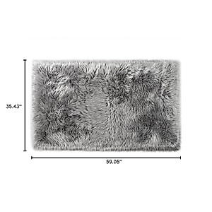 Rainlin Ultra Soft Fluffy Faux Fur Area Rugs for Bedroom Living Room Grey Fuzzy Washable Home Decor Carpets Luxury Plush Shag Rectangular Rugs,3x5 Feet