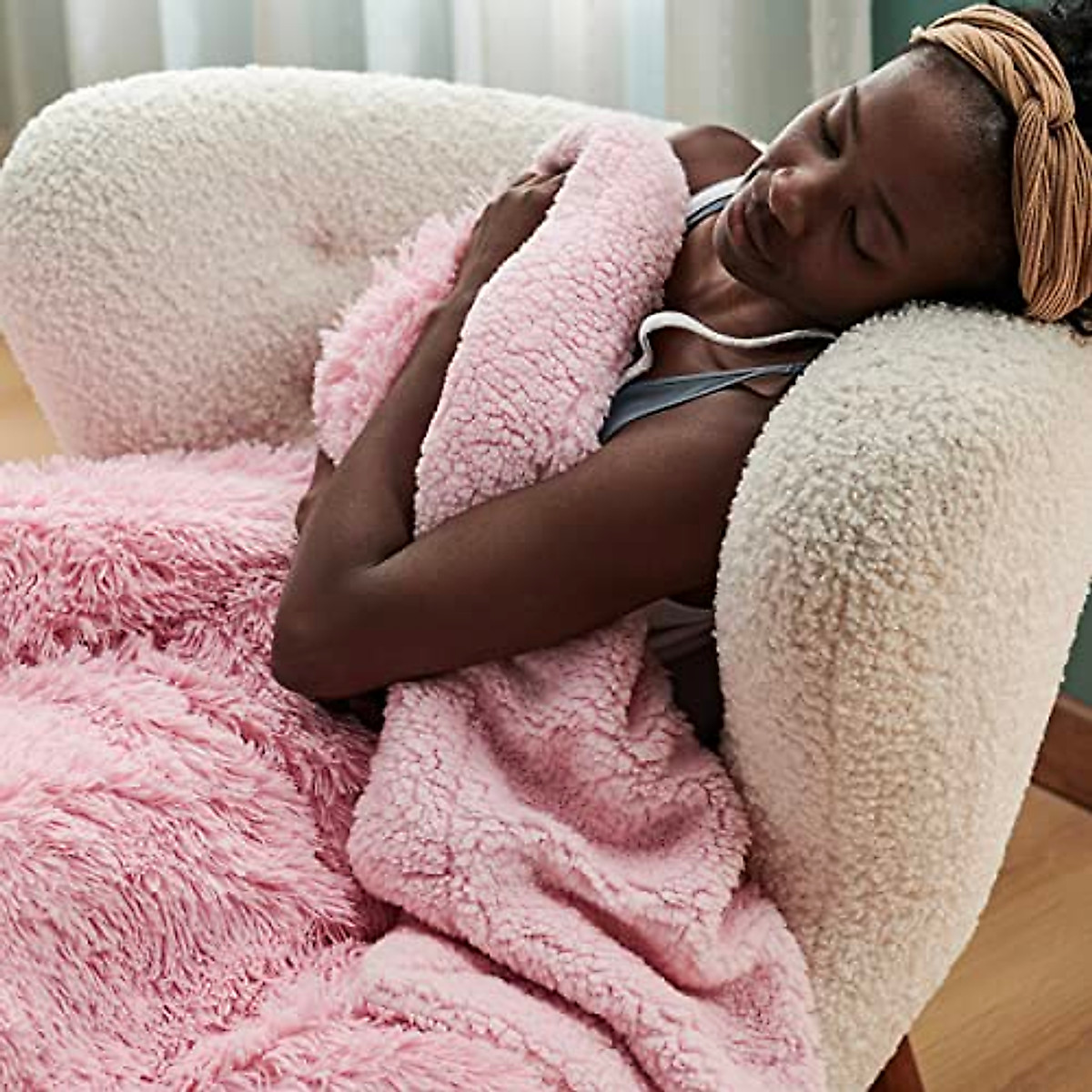 Bedsure Faux Fur Throw Blanket Pink – Fuzzy, Fluffy, and Shaggy Faux Fur, Soft and Thick Sherpa, Tie-dye Decorative Gift, Throw Blankets for Couch, Sofa, Bed, 50x60 Inches, 380 GSM