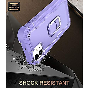 Hitaoyou iPhone 12 Case, iPhone 12 Pro Cases, Heavy Duty 3 in 1 Full Body Rugged Shockproof Hybrid Hard PC Soft Rubber Bumper Drop Protective Girls Women Phone Cases for iPhone 12/12 Pro,Purple