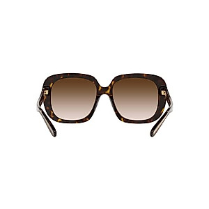 COACH Woman Sunglasses Dark Tortoise Frame, Brown Gradient Lenses, 56MM