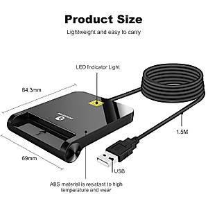 ZOWEETEK CAC Reader Military, CAC Card Reader Military, Smart Card Reader Military, Compatible with Windows, Mac OS and Linux