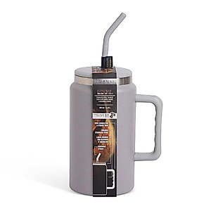 Hydragear Edge Stainless Steel Tumbler with Easy-Carry Handle and Resudable Metal Straw - 50 Oz - Overcast Speckle