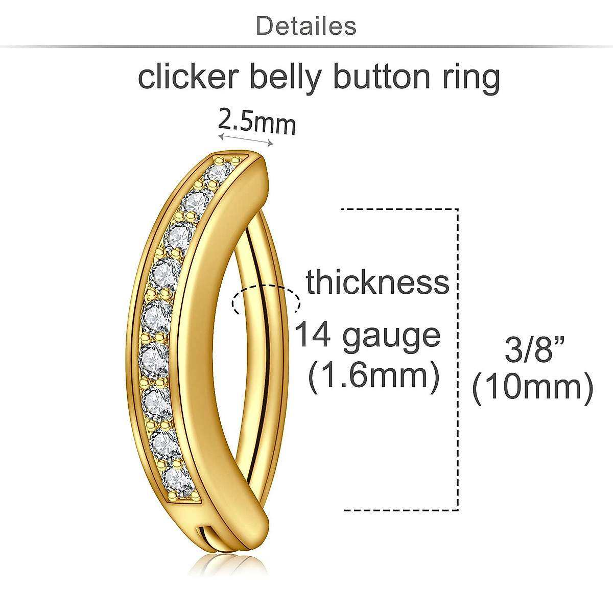 QWALIT Gold Belly Button Ring Belly Rings for Women Belly Button Rings Surgical Steel Clicker Belly Ring Simple Belly Piercing Belly Button Piercing Jewelry