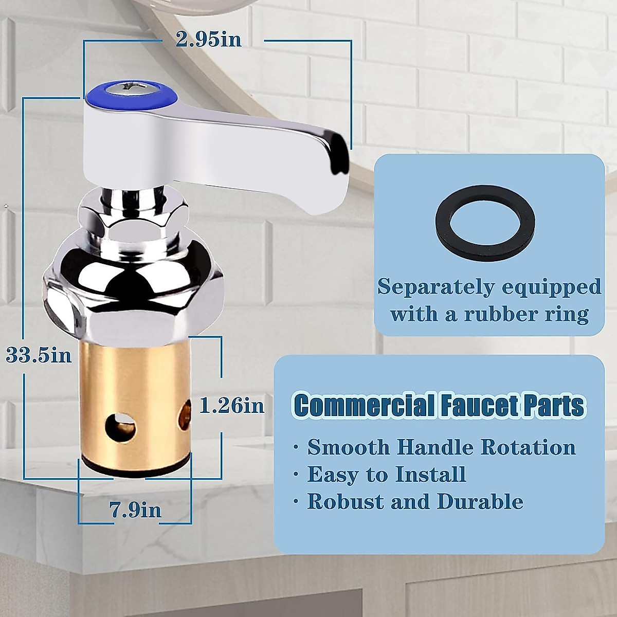 DNShorix 02713-40 Cold Side Handle Stem Assembly Replacement Parts Fit for T&S Brass All Faucets