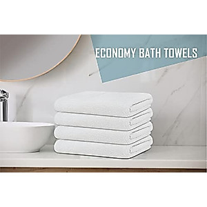 TOALLA (Pack of 12 White Bath Towels Bulk 24x48 Inches - Economy Cheap Bath Towels for Commercial Uses, Gym, Salon, Spa & Hair -Lightweight Bath Towels Quick Drying -Bath Towels Sets Bulk