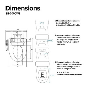 SmartBidet SB-2000 Bidet Seat for Elongated Toilets - Electronic Heated Toilet Seat with Warm Air Dryer and Temperature Controlled Wash Functions (White)