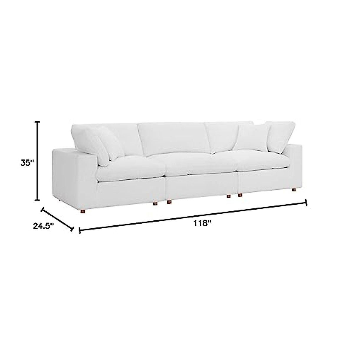 Modway Commix Down-Filled Overstuffed Upholstered 3-Seater Sofa