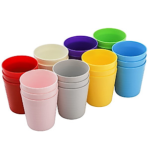 Frcctre 24 Pack Plastic Kids Cups, 8 Oz Reusable Plastic Toddler Cups, Unbreakable Plastic Children Drinking Cups Juice Tumblers, BPA-Free Cups, Dishwasher Safe, 8 Rainbow Colors
