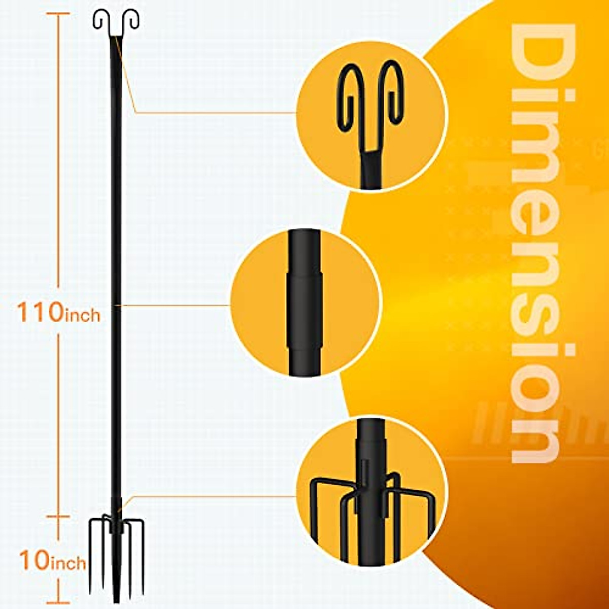 addlon 4Pack 10FT String Light Poles for Outdoor String Lights, Waterproof Harder Metal Outdoor Poles for Hanging String Lights for Patio, Garden, Bistro, Wedding, Parties - Black