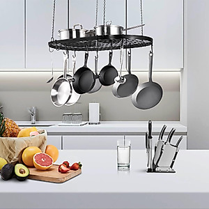 VEVOR 36 inch Carbon Steel Hanging Pot Rack, Ceiling Mount, 20 S Hooks, 80 lbs Loading Weight, Ideal for Home, Restaurant, Kitchen Cookware, Utensils