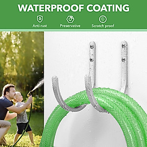Garden Hose Holder Wall Mount - Heavy-Duty Aluminum Hose Hanger for Outside, Durable Wall-Mounted Hose Holder for Garden & Outdoor Use 8 Hooks, Silver