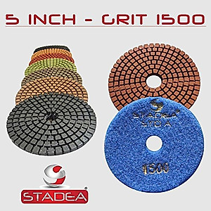 STADEA Grit 50 (2 Pieces) 5" Diamond Polishing Pads for Granite Marble Concrete Stone polishing Wet Grinder