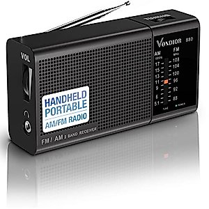 Transistor Radios Portable Battery Operated - Best Reception and Longest Lasting. AM FM Radio Operated by 2 AA Battery, Mono Headphone Socket, by Vondior (Silver)