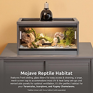 New Age Pet ECOFLEX 24-Inch Mojave Reptile Lounge in Grey - Durable Wood Plastic Composite Habitat with Ventilated Side Panels, Removable Sliding Glass Doors, and Mesh Screen Top