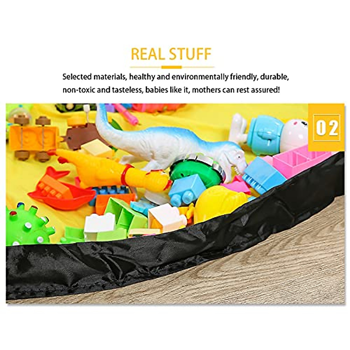 2-in-1Toy Storage Basket with Large Play Mat,Large Blanket Toys Chest Case Bag Kids Room Drawstring Bins Box Floor Activity Buckets