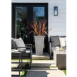 Veradek Brixton Series Tall Plastic Planter - Large Outdoor Planter for Front Porch | Crack Resistant All-Weather Use | Classic Estate Design for Tall Plants, Flowers, Trees