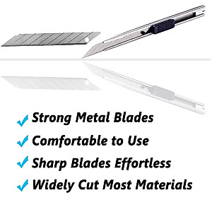 WEKOIL 9mm Snap Off Utility Knife 3 Pack High Hardness Retractable Box Cutters with 30 Pcs Snap Off Blades,Art Craft Hobby Cutter 9mm Knife for Home Office Workstation