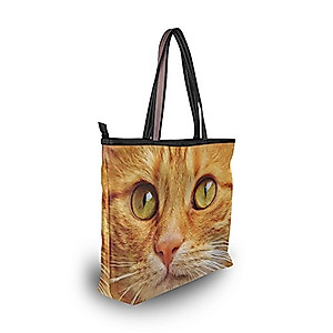 Tote Bag Cat Shoulder Handbag Travel Beach Bags With Zipper