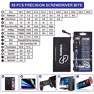 STREBITO Precision Screwdriver Set, 79 in 1 Screwdriver Kit with 58 Bits & Anti Static Wrist Strap, Magnetic Driver Electronics Repair Tool Kit for Computer, iPhone, Laptop, Cell Phone, Macbook, PS4/5