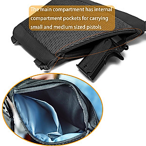 Crossbody Sling Bag for Men Women, Tactical Anti-Thief Conceal Carry Handgun Bag Stealth Personal Pocket Bag Over Shoulder Backpack w.Keychain Carabiner(CP)