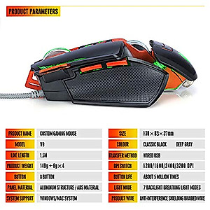 Shenligod Gaming Mouse Wired [3200 DPI] [Programmable] [Breathing Light] Ergonomic Game USB Computer Mice RGB Gamer Desktop Laptop PC Gaming Mouse,8 Buttons forWindows PC Gamers