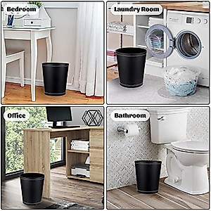JUXYES Round PU Leather Trash Can Small Wastebasket, 2.6 Gallon / 10 Liters Garbage Container Bin Classic Waste Bin Garbage Storage Trash Can for Kitchen Office Bathroom Bedroom