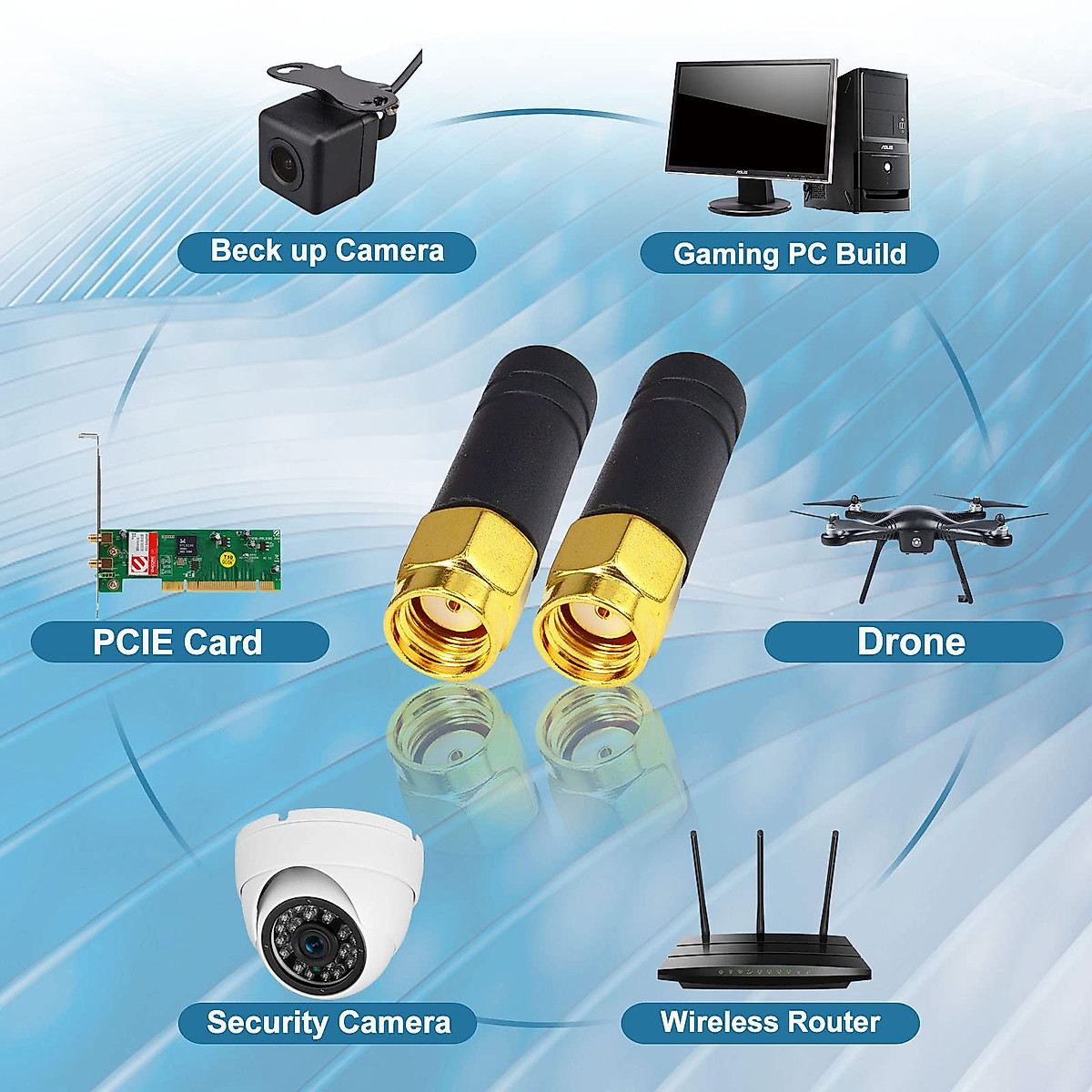 FPV Small WiFi Antenna 2.4GHz Bluetooth Mini WiFi Antenna Wireless Omni Thumb Antenna mmdvm Network Router RP SMA Male TX RX Mini RHCP Racing Drone Antenna for Multicopter Back Up Camera Pack of 2