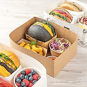 Restaurantware Bio Tek 8.4 x 6 x 3.5 Inch Burger Trays 100 Disposable Paper Food Trays - Recyclable Sturdy Kraft Paper Movie Snack Trays For Meals Snacks And Baked Goods