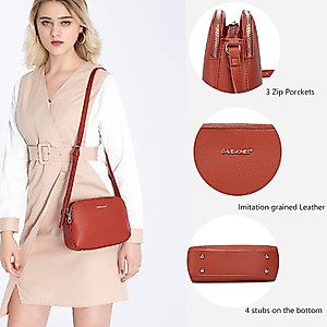 Compact Crossbody Bags for Women,Stylish Designer Shoulder Purses and Handbags with 3 Zip Compartment Porkets,Small Size Red Faux Leather Purse