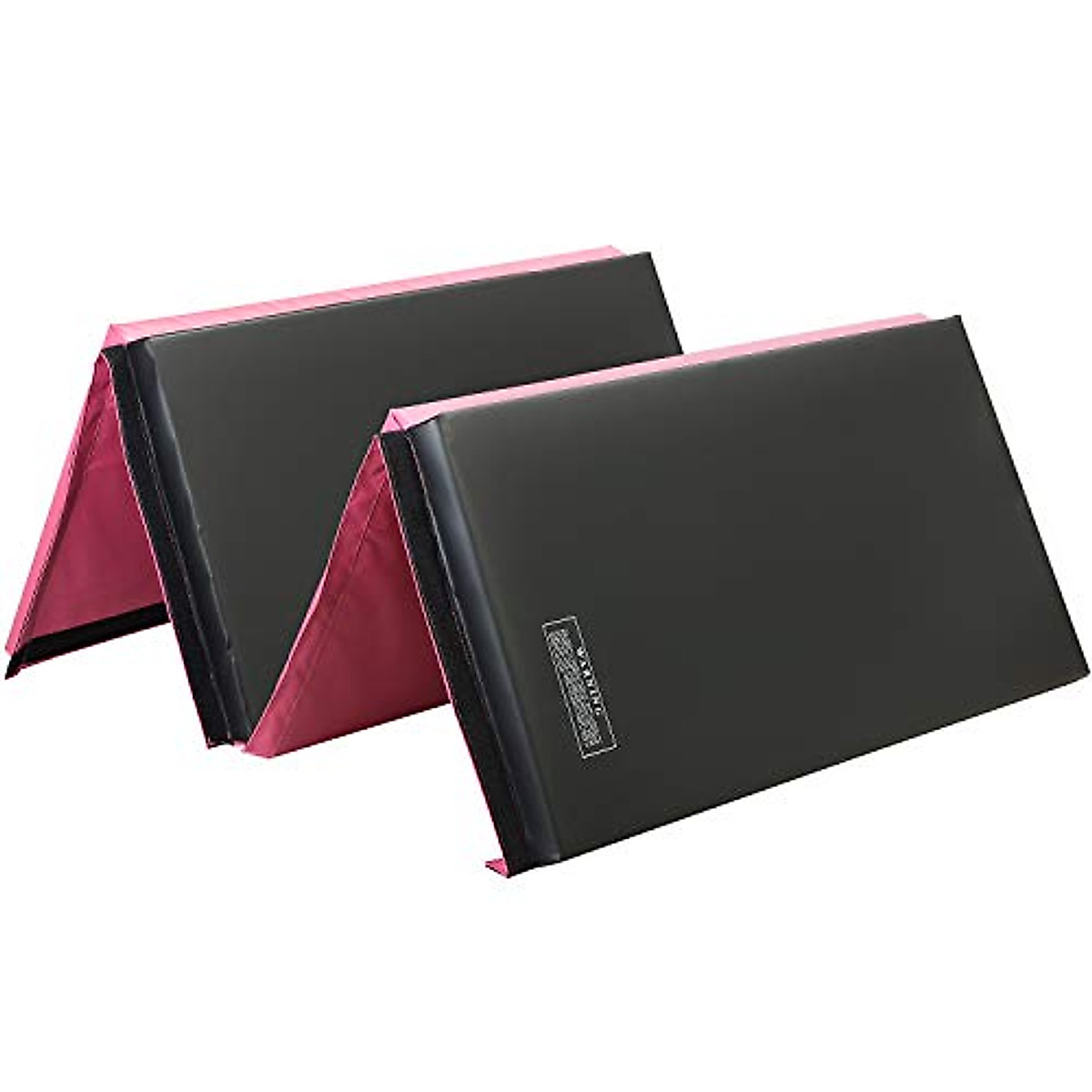 HI-MAT Gymnastics Mat, 3"/2" Super Thick 4' x 6'/4' x 8' Folding Exercise Mat Exercise Aerobics Mats with Carrying Handles Tumbling Mats for Home Gym (red black --4'x8'x2")