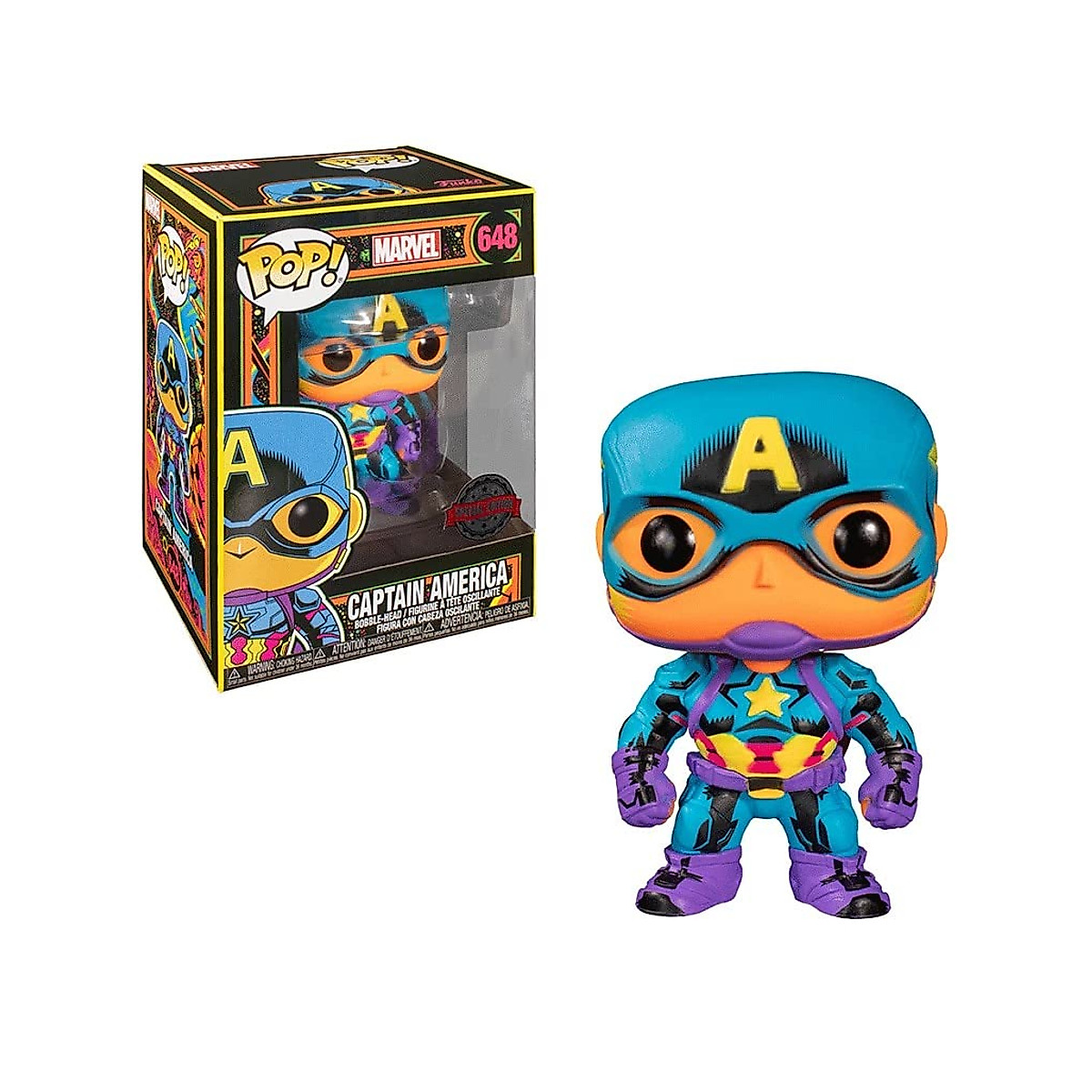 Funko POP! Marvel: Black Light - Captain America - Marvel Comics - Collectable Vinyl Figure - Gift Idea - Official Merchandise - Toys for Kids & Adults - Comic Books Fans