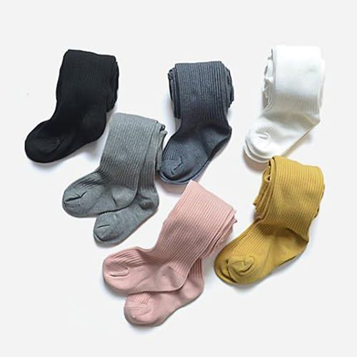 6 Pack Baby Girls Tights Solid Cable Knit Thick Cotton Legging Pants Stocking Pantyhose for Infants Toddlers 1-8T