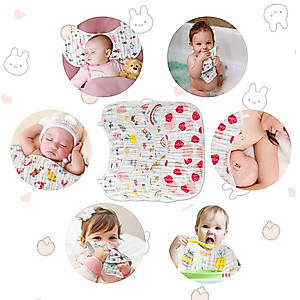 GROBRO7 5Pcs Baby Muslin Burp Cloths Pineapple Burping Bids for Baby Cotton 6 Layers Extra Absorbent Machine Washable Soft Large Cartoon Face Towels Nursery Gift Gentle for Newborn Girls 7x18.5inch