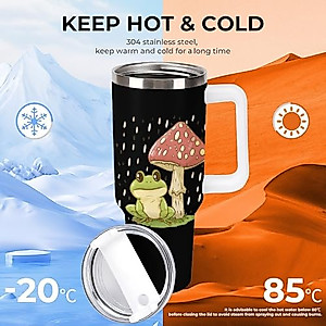 Cute Frog Mushroom 40OZ Tumbler Stainless Steel Travel Mug Water Bottle Car Cup Tea Cups with Lid White-style